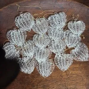 Holiday | Vintage Set Of 16 Spun Blown Clear Glass Heartshaped ...